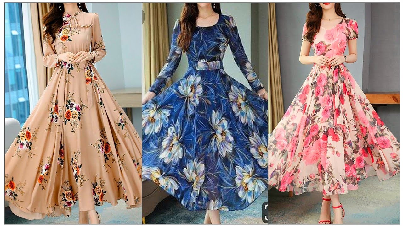 Elegant chiffon long frock/maxi style dresses designs/ party wear ...