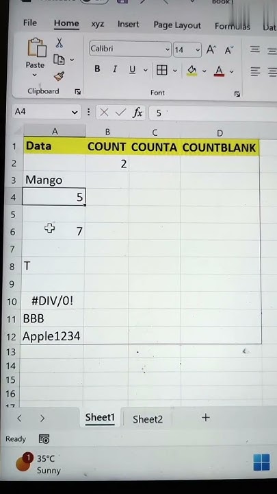 Difference Between COUNT, COUNTA, COUNTBLANK Function 😳 #excelshorts #excelinterview #tips # ...