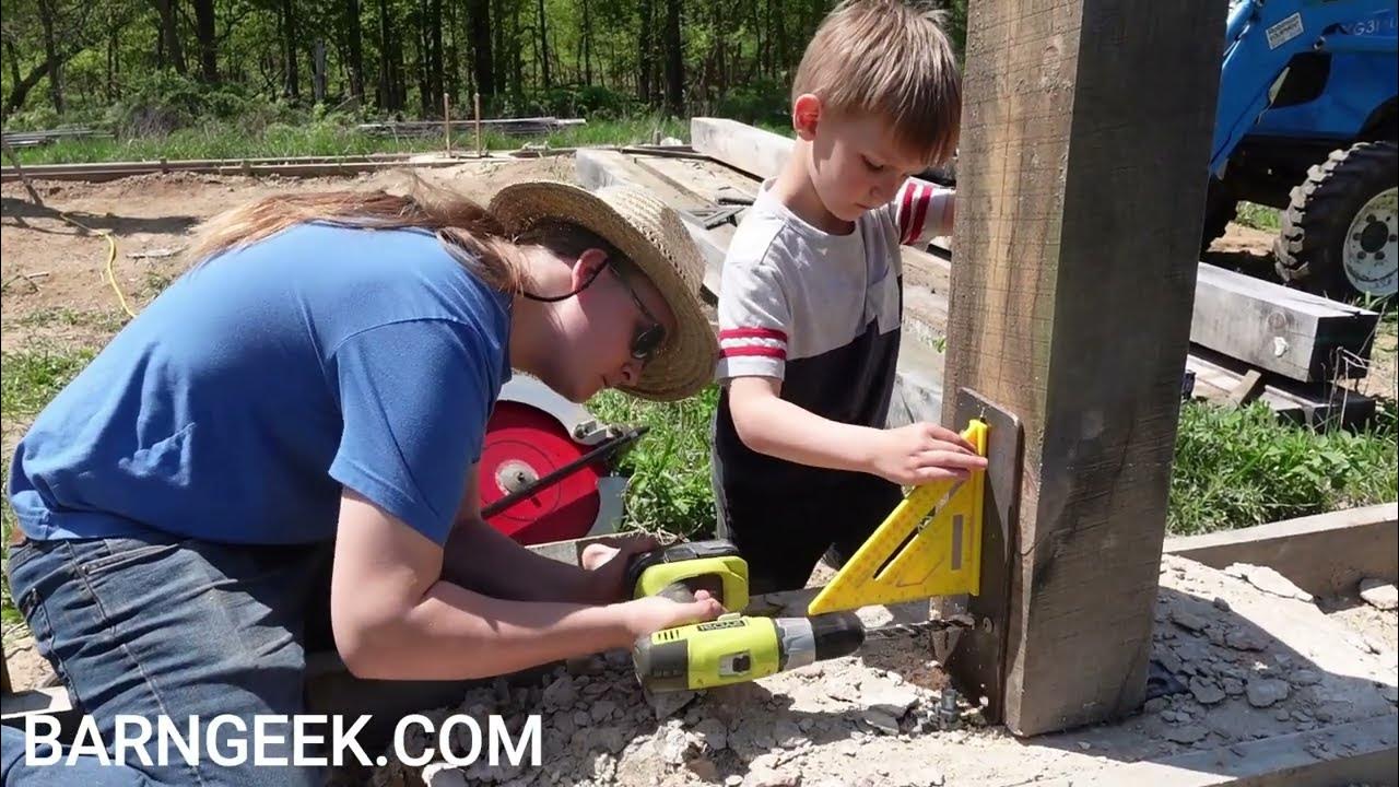 Building a Timber Frame Barn | Dream Shop Part 1| Posts, Tie Beams, and Knee Braces - YouTube