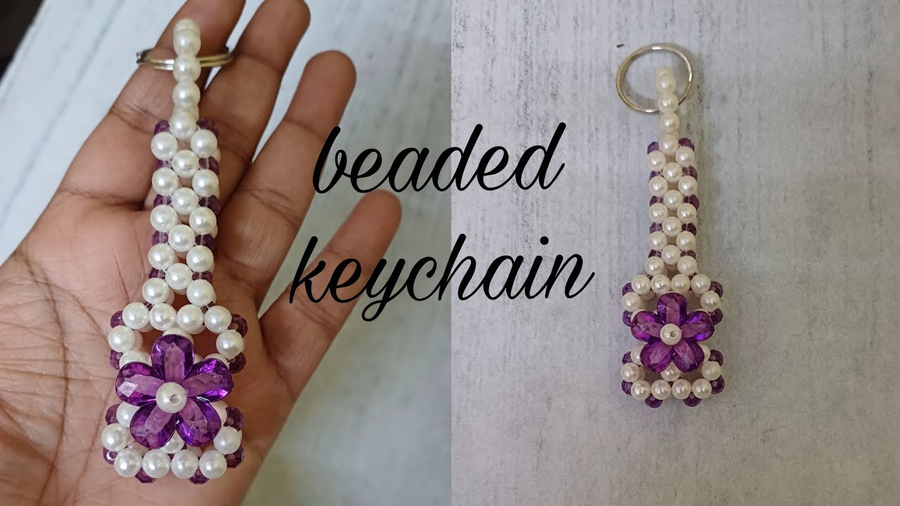 how to make pearls keychain. DIY keychain making - YouTube