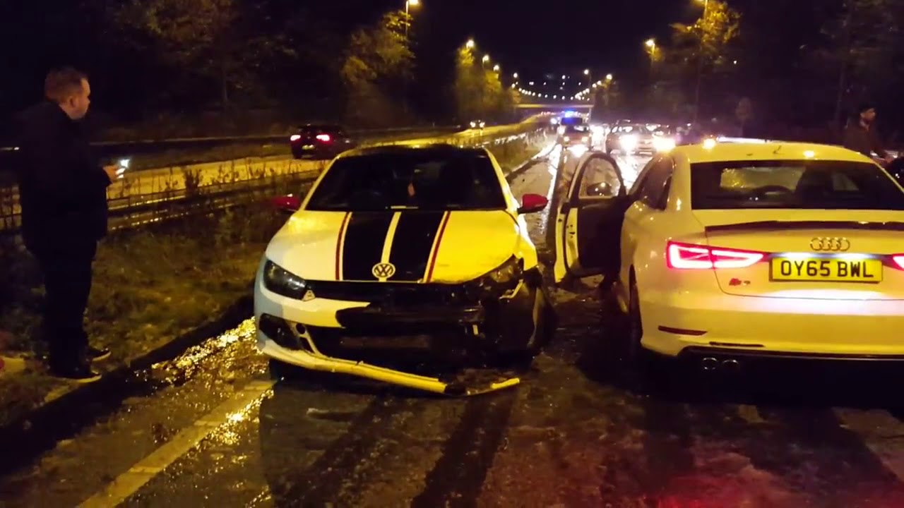 Crazy crash on motorway m66 UK Street race - YouTube