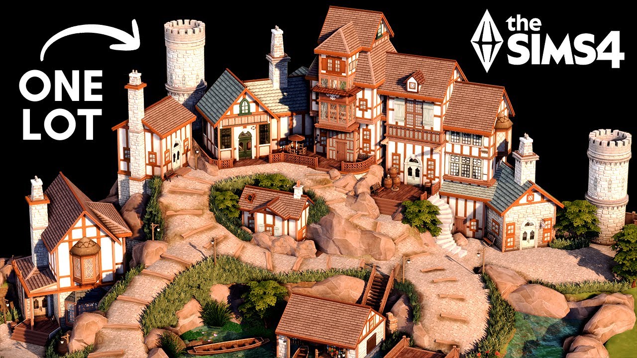 The Sims 4 MEDIEVAL VILLAGE ON ONE LOT! (No CC) - YouTube