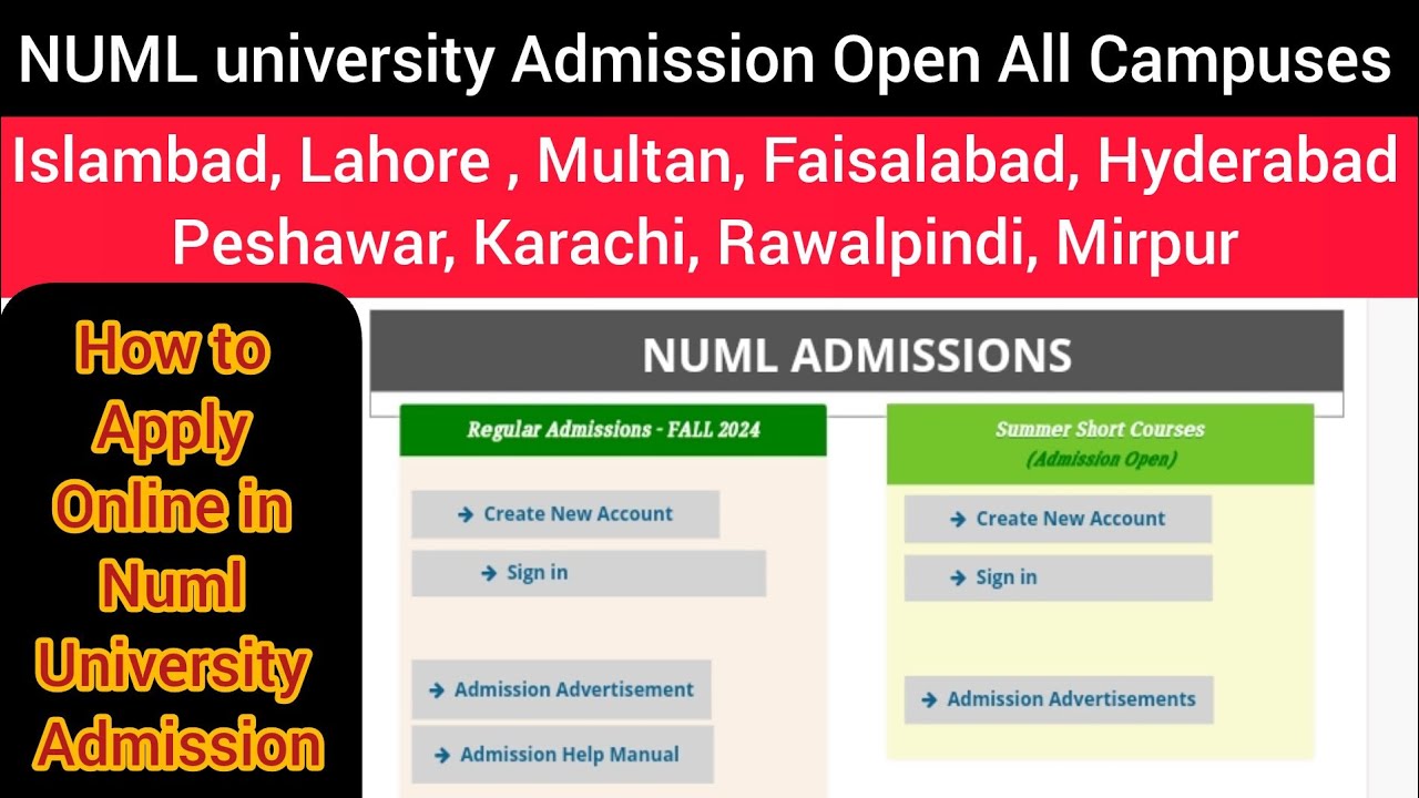 How To Apply in NUML Islamabad Admission 2024 ||How To Apply National ...