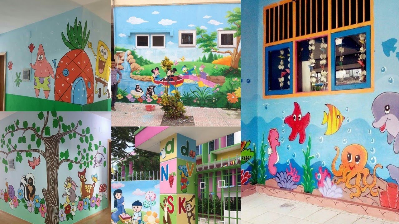 Pre-Classroom Wall painting ideas/PreSchool decoration ideas/Wall ...