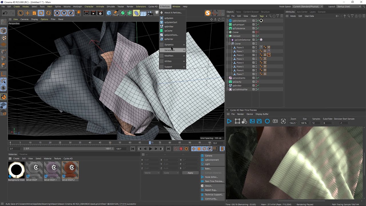 Cloth + push apart with XParticles - YouTube