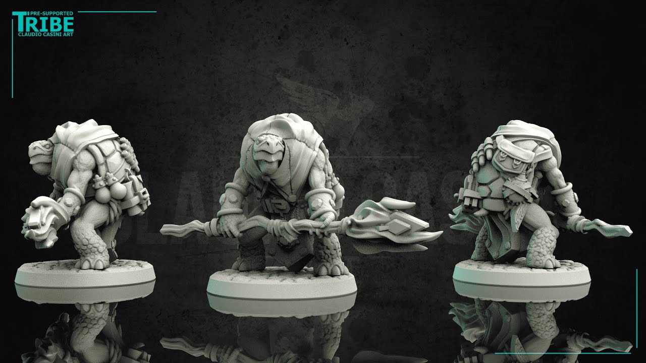 3D print miniatures, male tortle wizard with a magic staff - YouTube