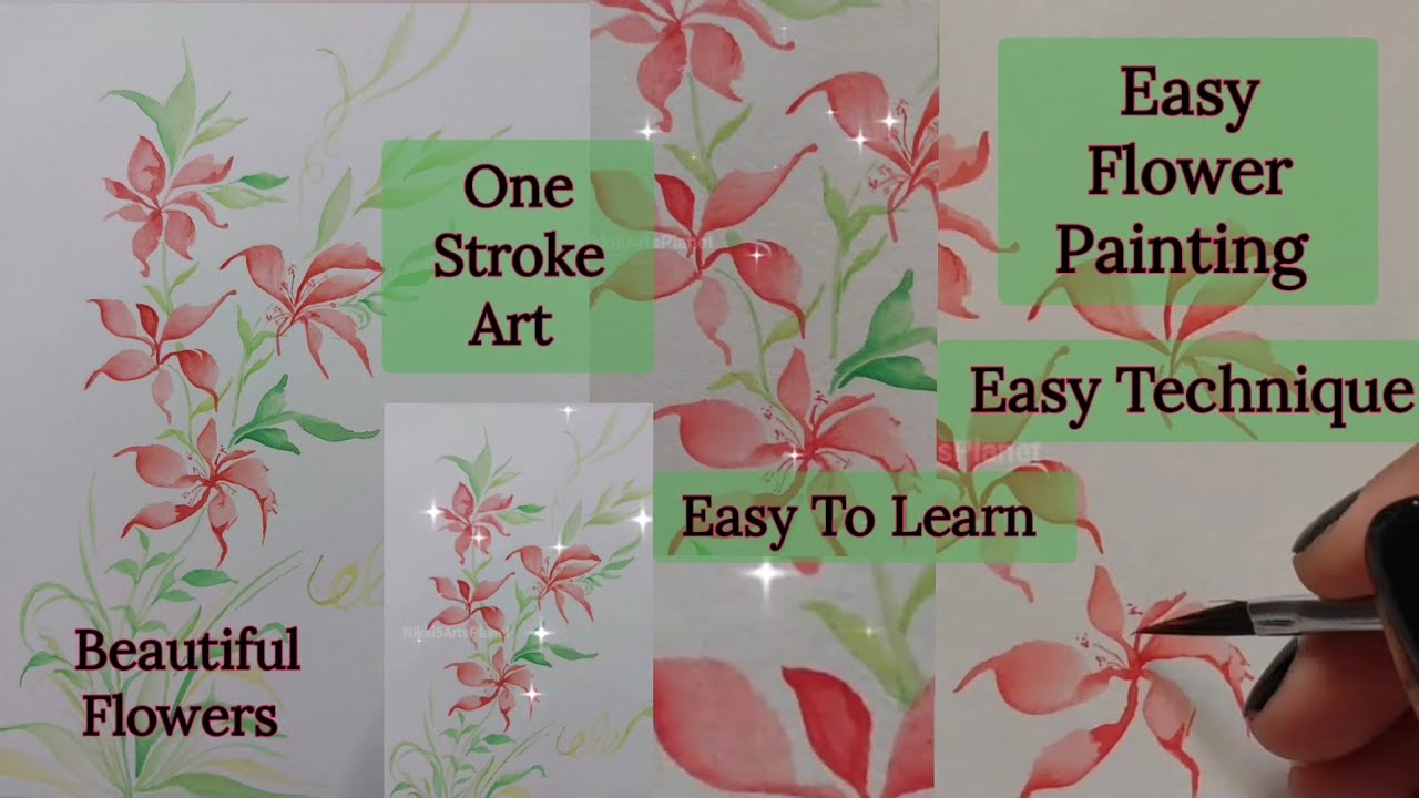 Learn How To Paint One Stroke Flowers Easily l The Easiest Watercolor ...
