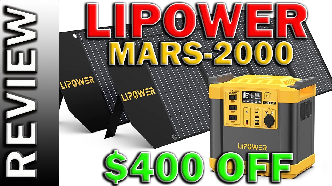 LIPOWER MARS-2000 Solar Generator 2000W + 2 Solar Panels LiFePO4 ...