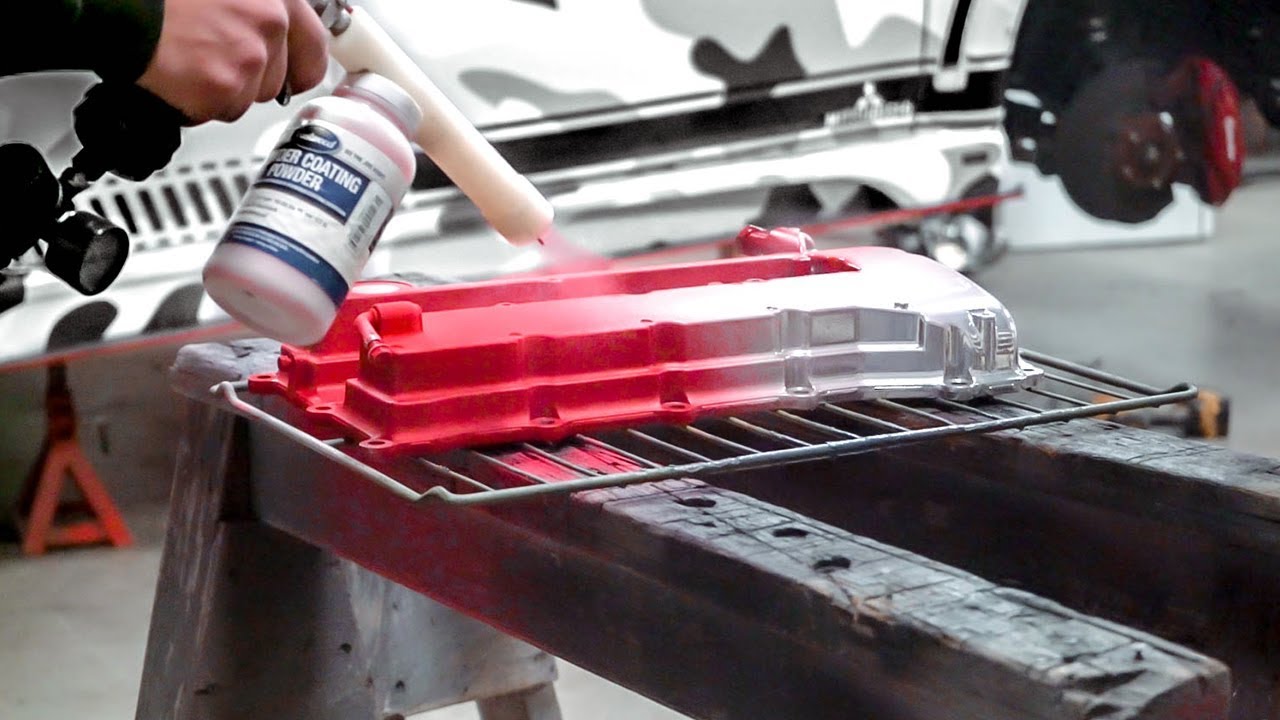 PowderCoating Valve Cover in Home Oven! - YouTube