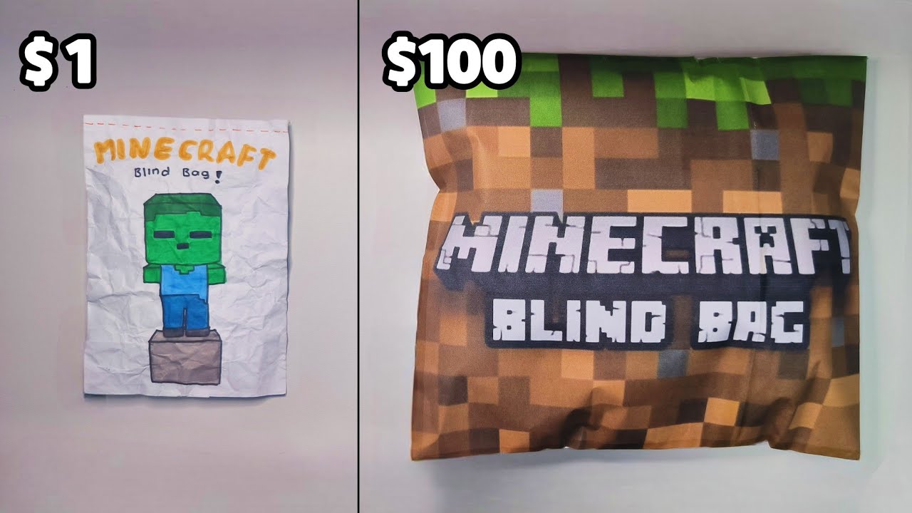 [🍅Paper diy🍅] $1 Vs $100 BLIND BAG! | Minecraft Edition 💚 | ASMR - YouTube