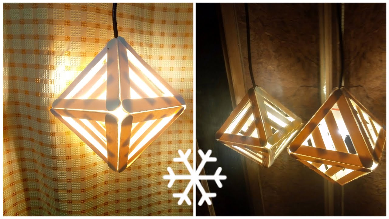 Easy Make Hanging Lamp | Wooden and popsicle sticks | night lamp - YouTube