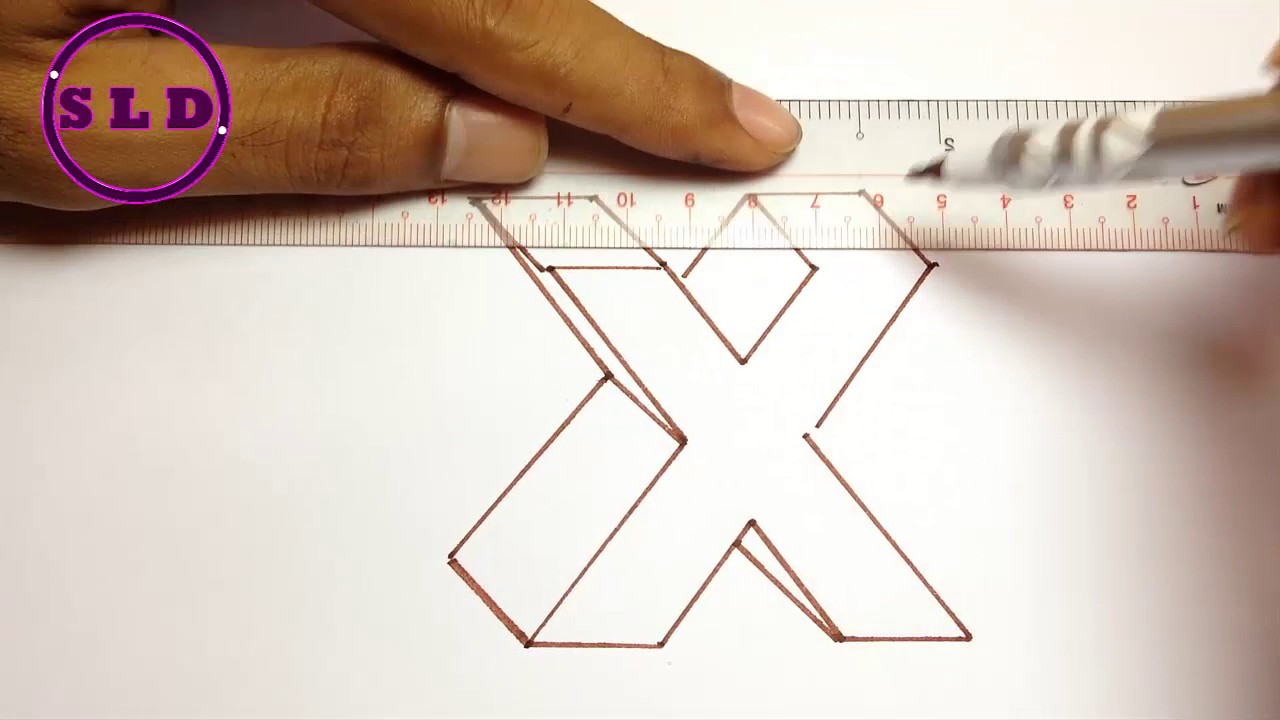 How to Draw the Letter X in 3D - We Drawing Letters step by step - SLD ...