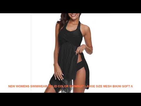 New Womens Swimwear Solid Color Swimsuit Large Size Mesh Bikini Soft A