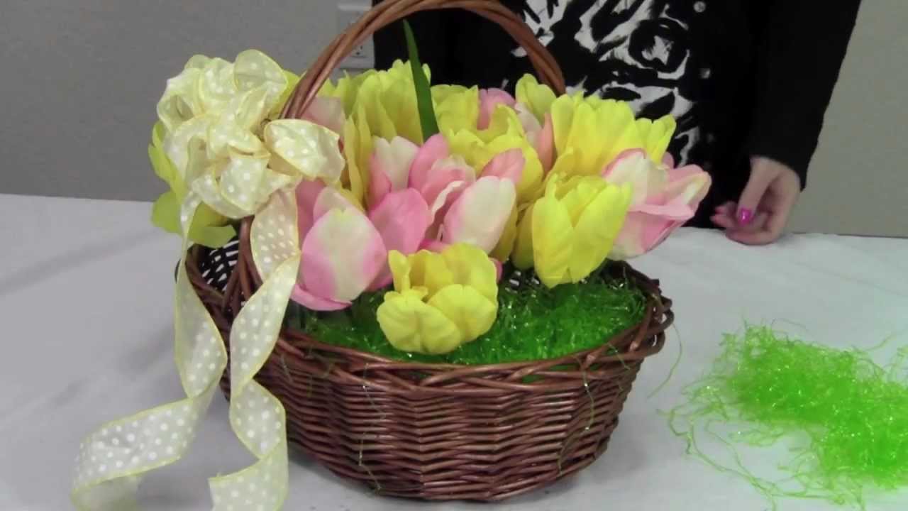 Basket Tips - How-To Make an Spring Themed Center Piece Basket - YouTube
