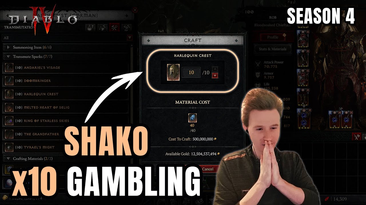 40 SPARKS & 10 SHAKO GAMBLING - Diablo 4 Season 4 - YouTube