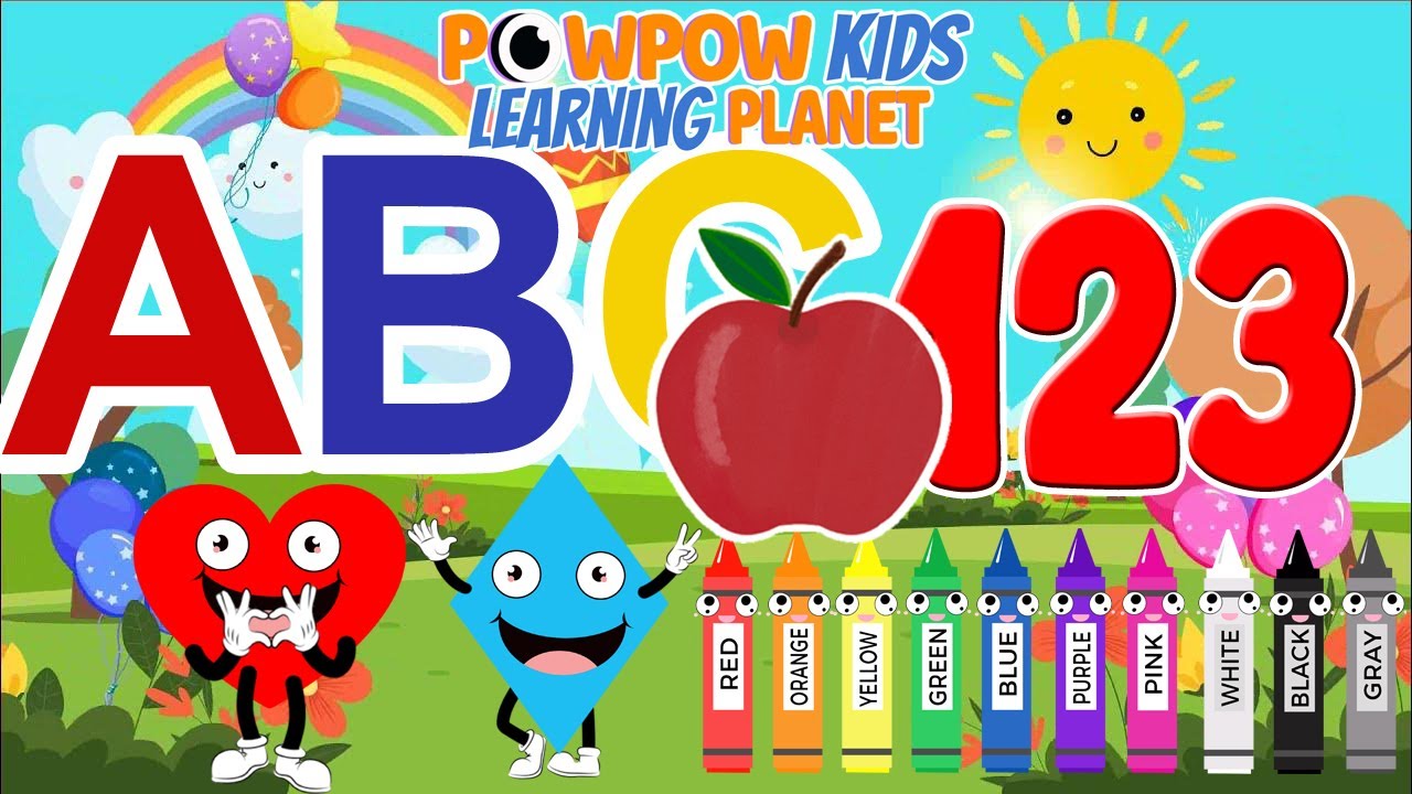 ABC SONG | PHONIC SONG | 123 SONG | COLOR SONG | SHAPE SONG | POWPOW KIDS LEARNING PLANET - YouTube