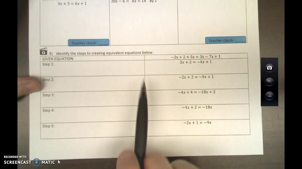 Algebra Essentials - Unit 2 - Station 1 Equivalency - YouTube