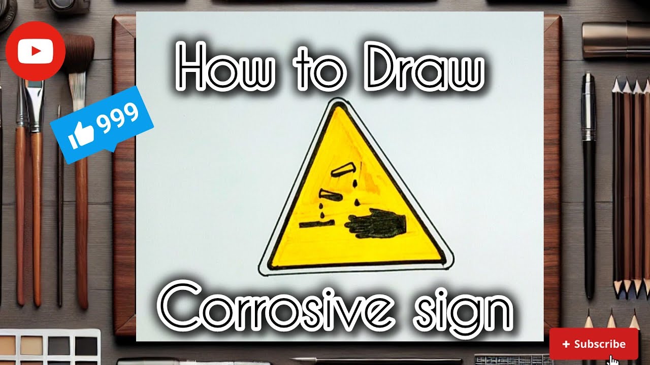 How to Draw a Corrosive Danger Sign | Chemistry Hazard Symbols Drawing ...