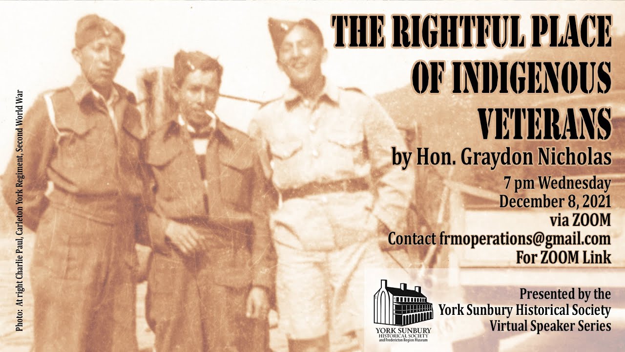 Hon. Graydon Nicholas, The Rightful Place of Indigenous Veterans ...