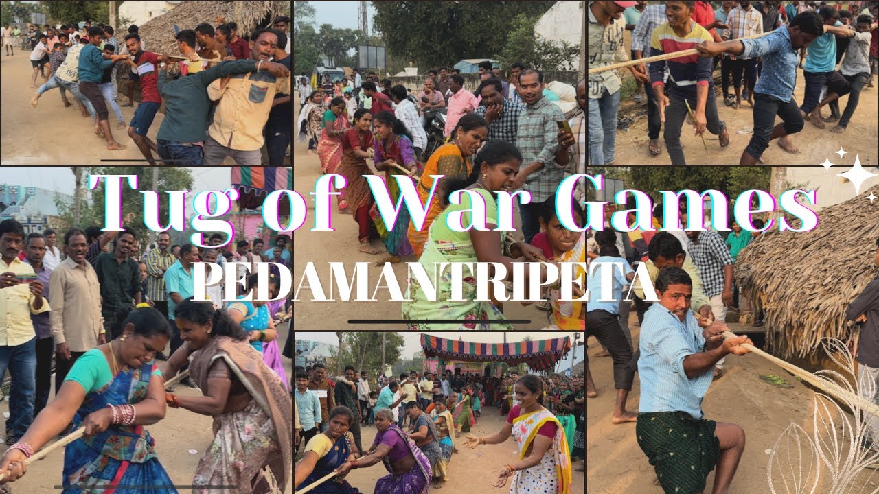 Tug of War game for Ladies and Gents in Pedamantripeta for Pongal ...