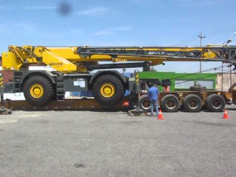 Grúa grove rt880 descarga de semi remolque. - YouTube
