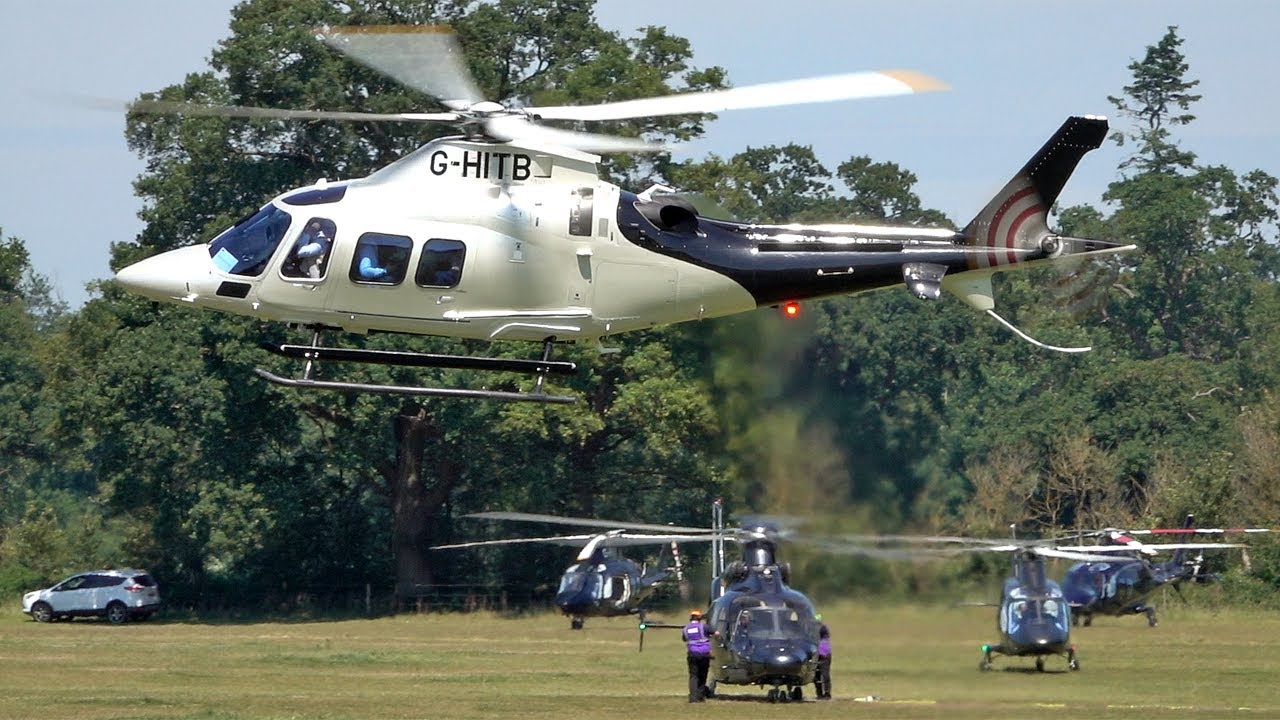 New Leonardo (Agusta) AW109 Trekker landing and takeoff at Royal Ascot ...