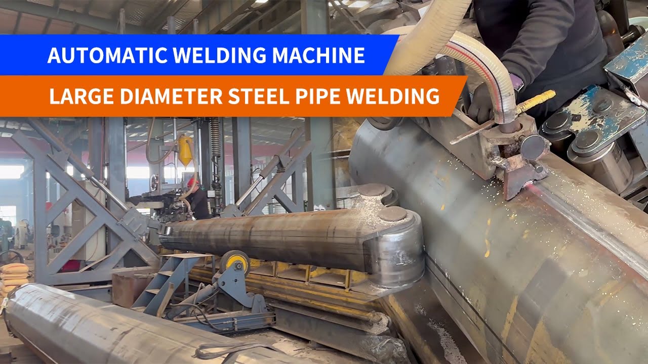 Large caliber steel pipe submerged arc welding machine. - YouTube