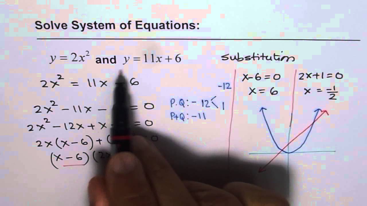 Solve System of Linear and Quadratic Equation - YouTube