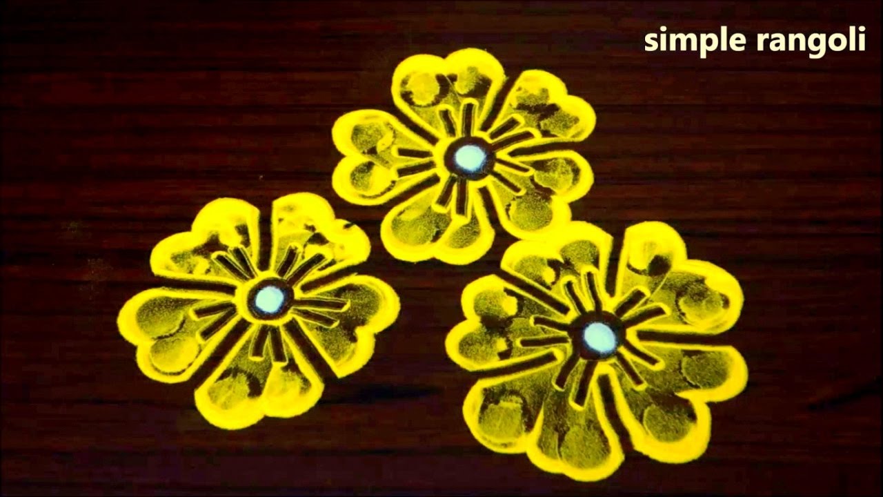 Creative flower rangoli designs using innovative tools || simple kolam ...