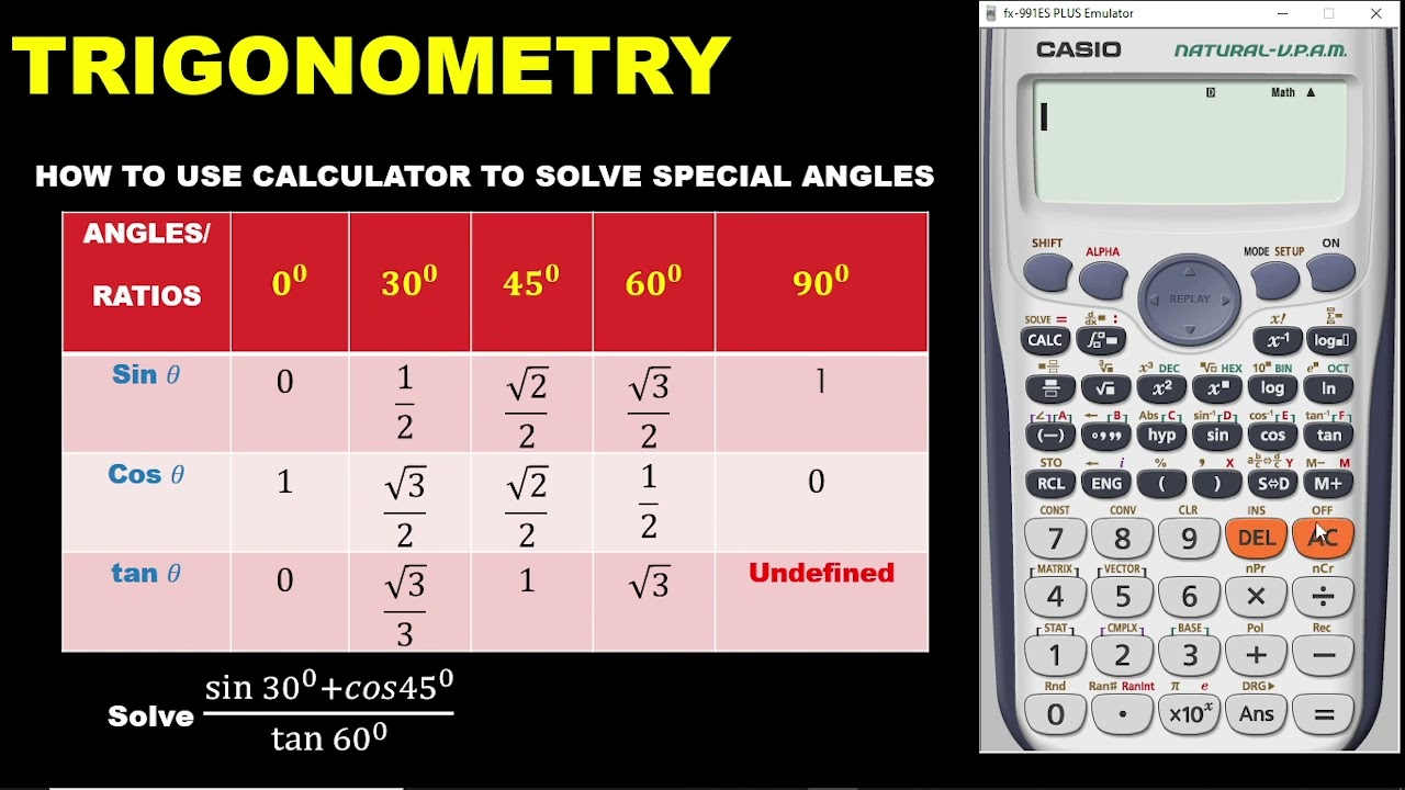 EASY WAY TO SOLVE SPECIAL ANGLES WITH THE CALCULATOR - YouTube