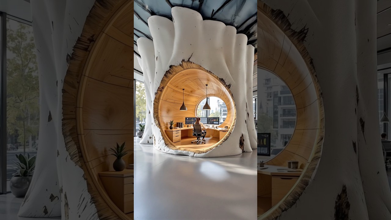 These tree trunk office pods look absolutely stunning! 👏👏#naturelover # ...