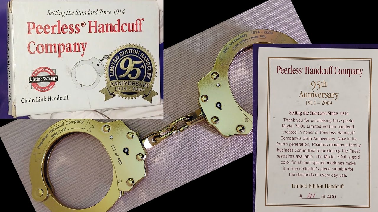 🏆🇺🇸 Limited Edition Peerless 95th Anniversary Gold Handcuffs! Model ...