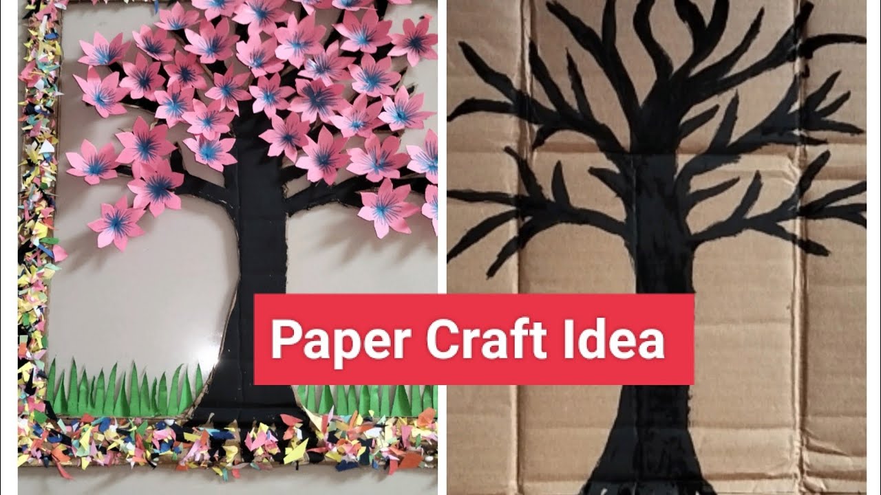 How To Make Paper Craft Flower Tree Idea|| DIY Beautiful Wall Hanging ...