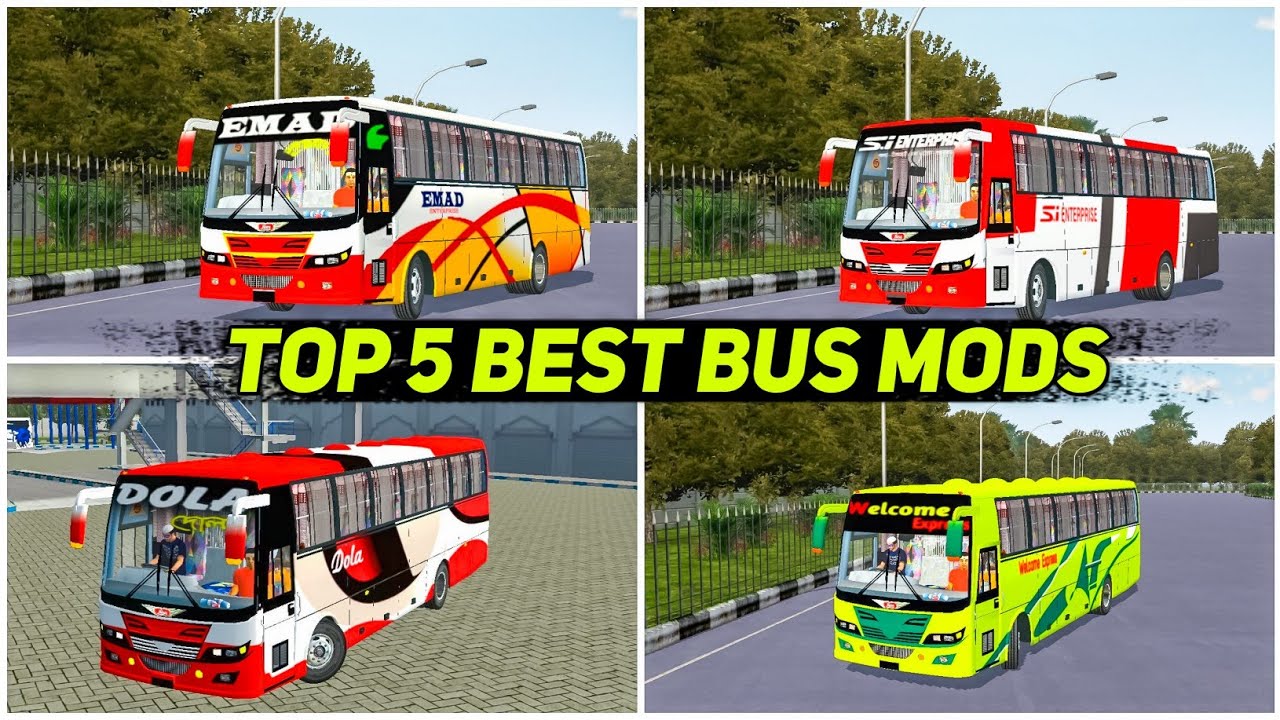 Top 5 bus mod for bus simulator indonesia || Emad,Welcome, Dola Bus Mod ...