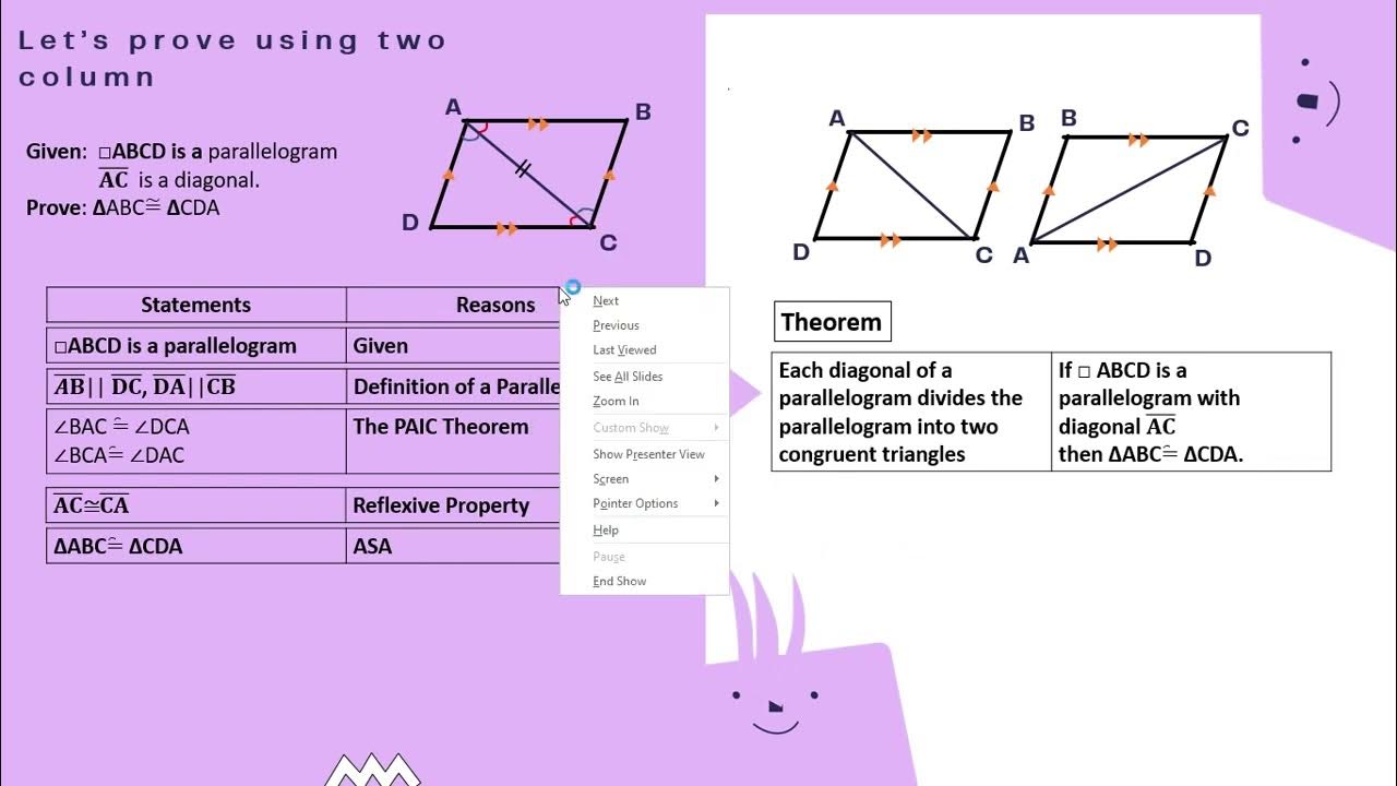 Ways on Proving Quadrilaterals are Parallelogram (Theorems) - YouTube