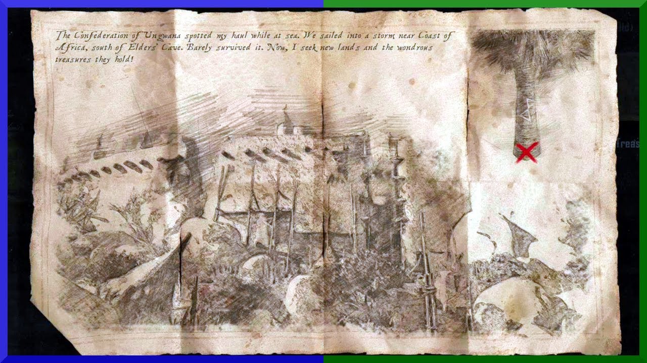 Skull and Bones - Coast of Africa (Old) Treasure Map Location (Ungwana ...