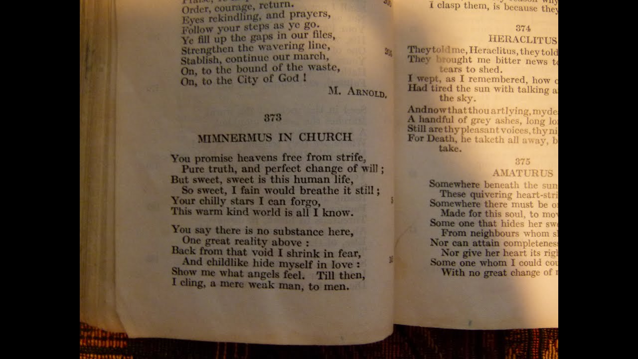 Mimnermus In Church - W. J. Cory - YouTube