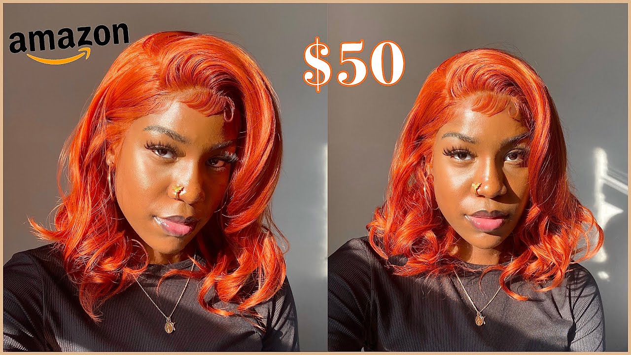 ORANGE SYNTHETIC WIG INSTALL! |Amazon Synthetic Wig (Orange Bob) - YouTube