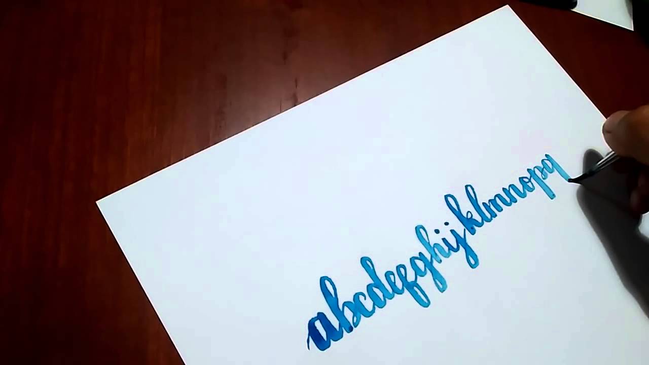 Basic Alphabet Hand Lettering with Water Color Brush - YouTube