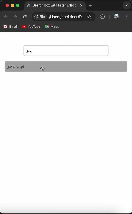 Search Box With Filter Effect Html Css Javascript Tutorial Searchbox Filter Progmasters