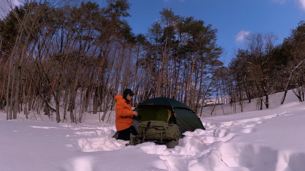 heavy snow, mountain camping #3 - Snowshoe camping with TAKENOKO from ...