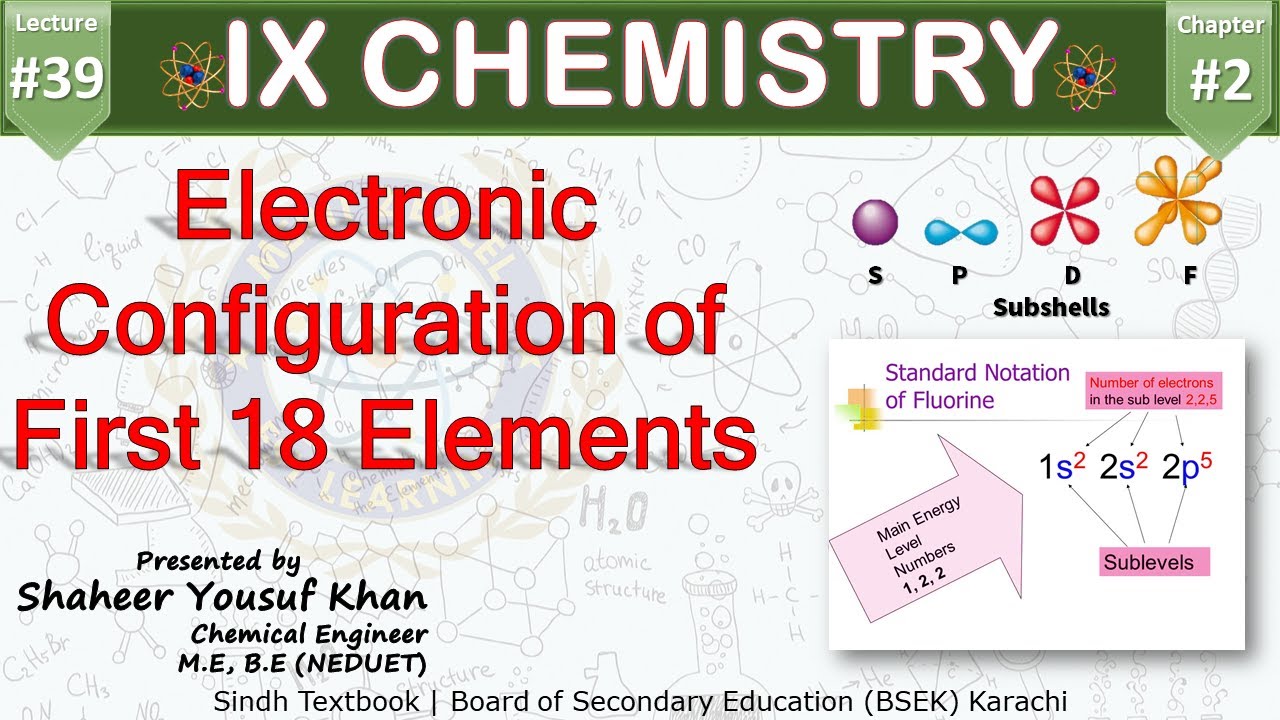 39. Electronic Configuration of First 18 Elements || Chapter 2 || 9 ...