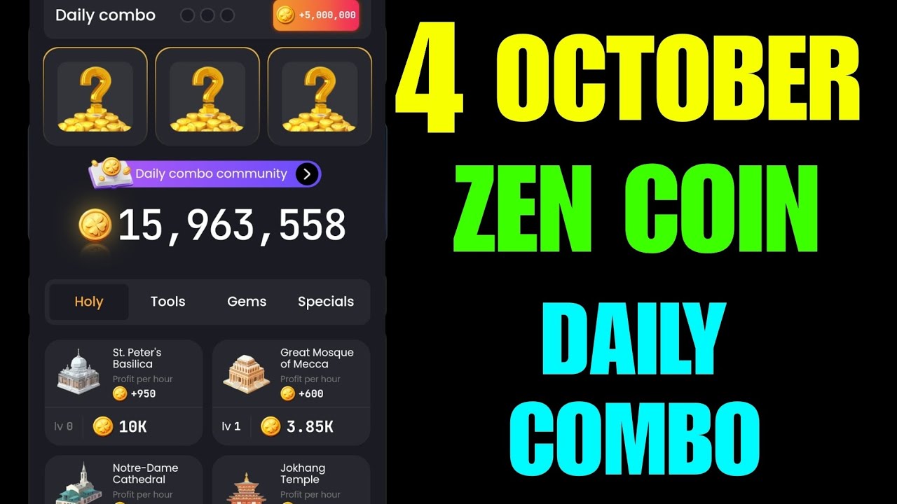 Zen Coin Daily Combo 4 October | Zen Coin Daily Combo Today - YouTube