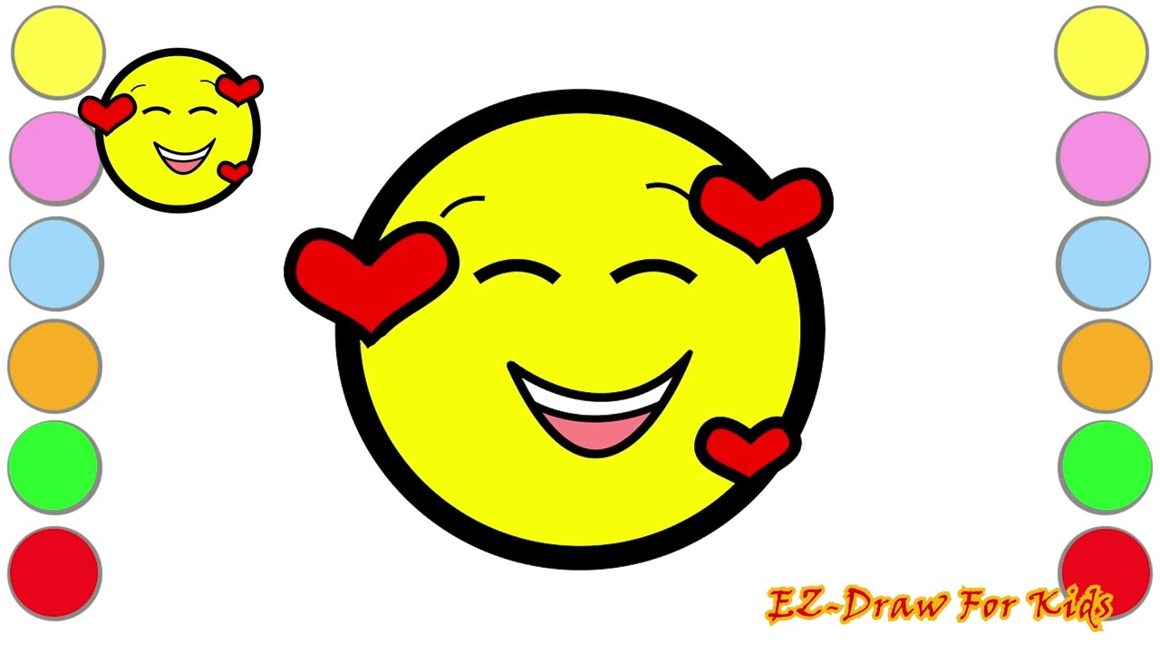 HOW to DRAW Face EMOJI with Hearts EASY I Dessiner EMOJI avec COEURS I ...