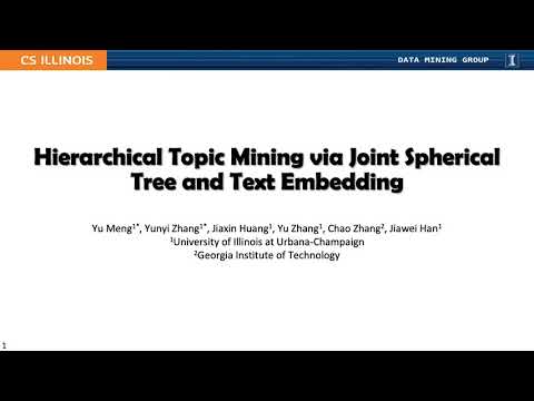 Hierarchical Topic Mining via Joint Spherical Tree and Text Embedding Poster Presentation - YouTube