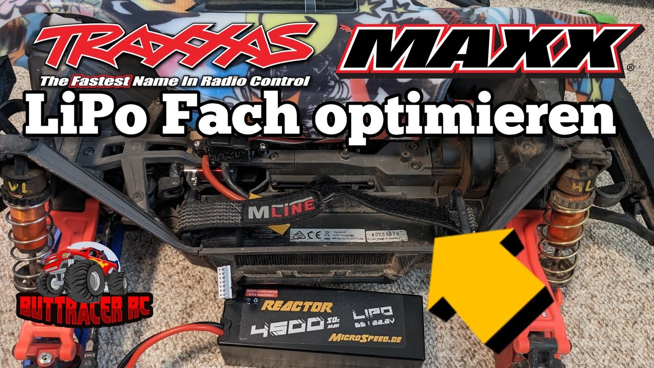 TiTs - Traxxas Maxx - LiPo / Akku Fach optimieren mit Klettband - YouTube