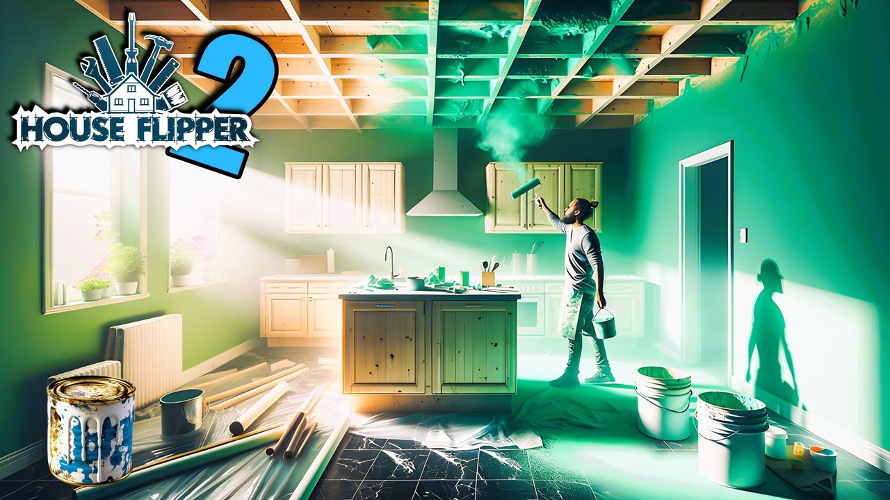 House Flipper 2 Gameplay | Painting Kitchen Green, Also Demolition Work ...