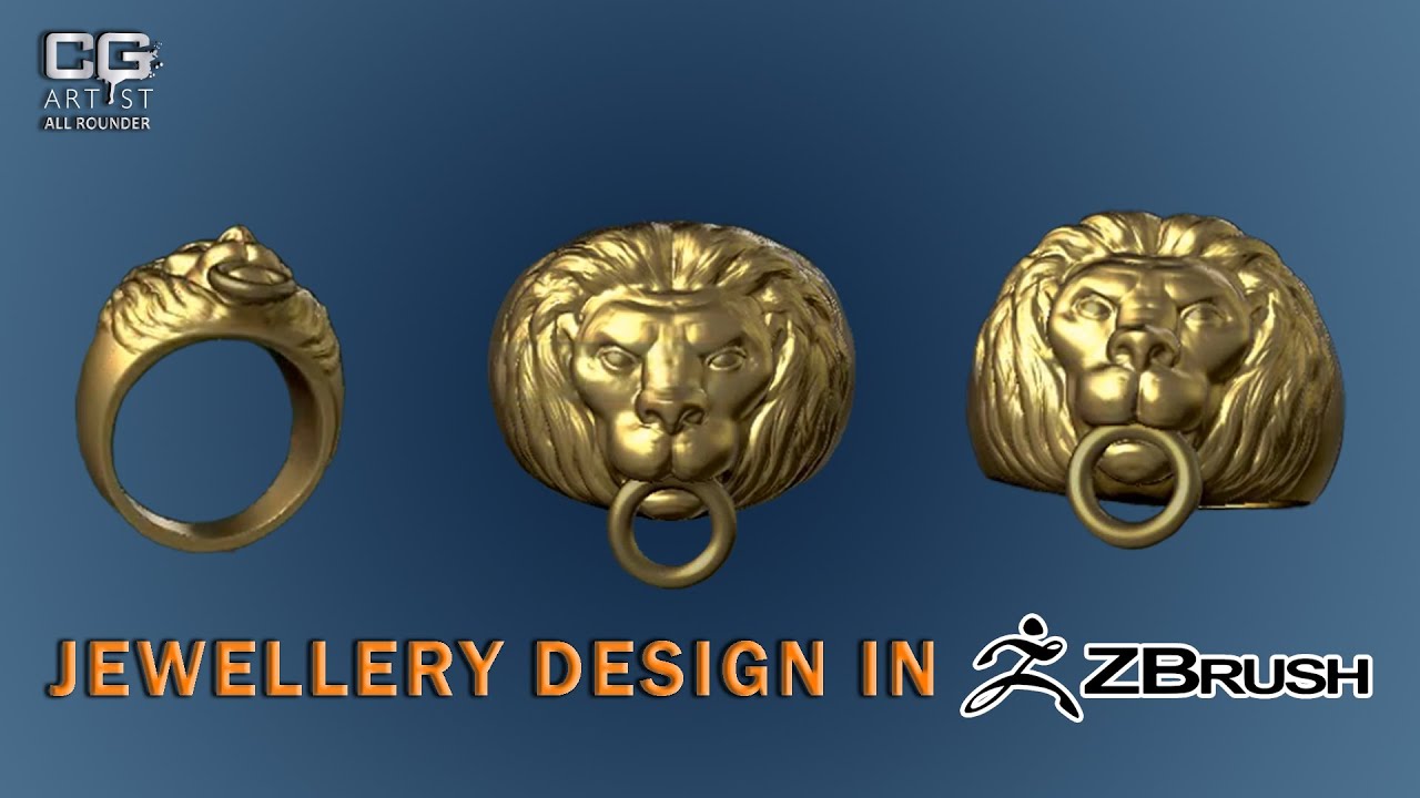 zbrush jewellery tutorial : lion ring 10 min - YouTube