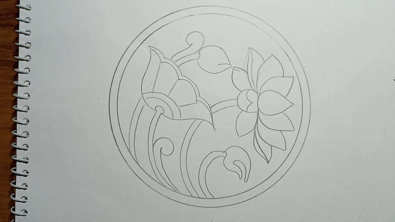 Alekhan || how to draw Lotus aalekhan drawing in circle - YouTube