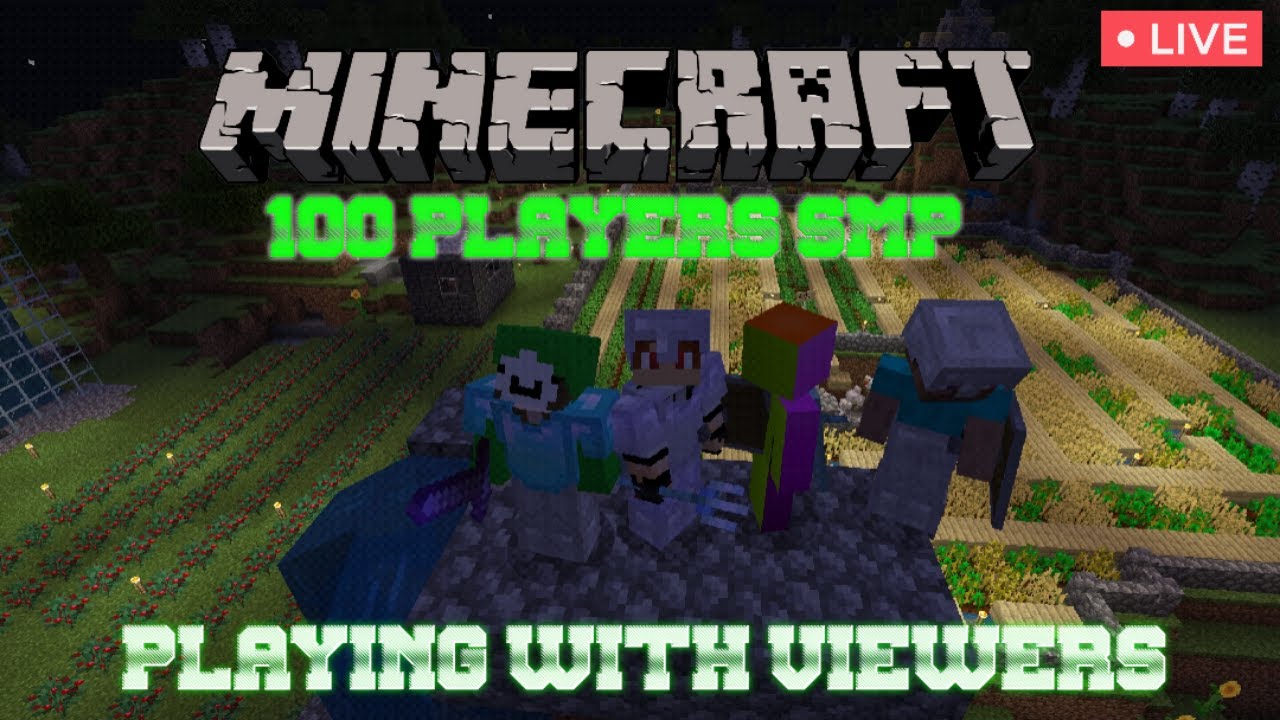 Minecraft Live Stream - Playing With Viewers In 100 Players Server ...